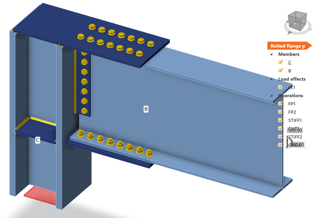 Bolted flange plate moment connection | IDEA StatiCa